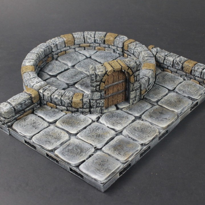 3D Printable OpenLOCK Dungeon Stone Low Curved Interfaces by Devon Jones