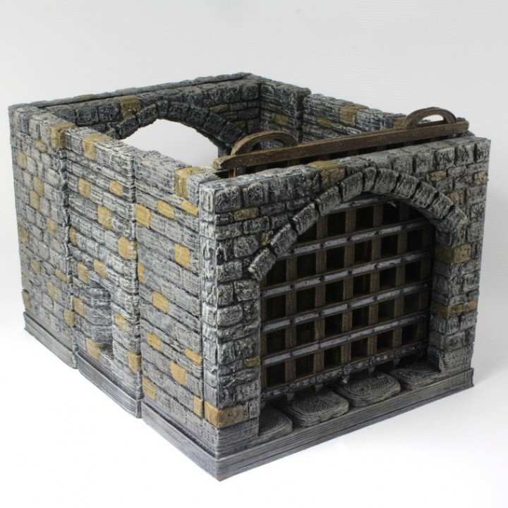 3D Printable OpenForge Stone Gatehouse by Devon Jones
