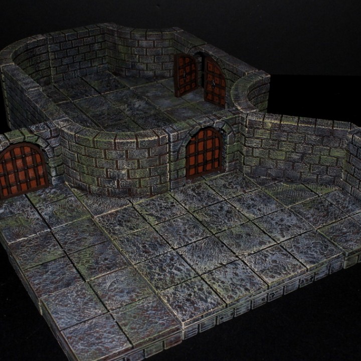 3D Printable OpenForge 2.0 Cut Stone Curved (Convex floor) by Devon Jones