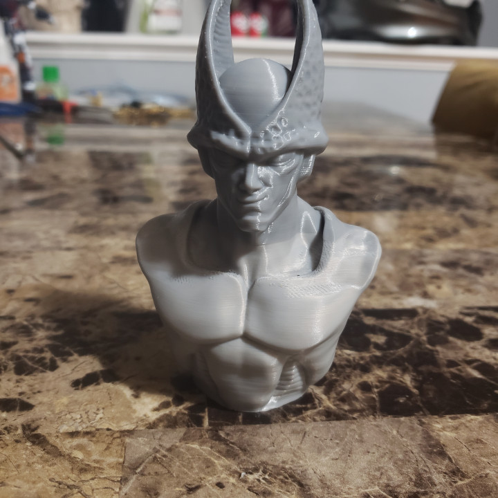 3D Print of Perfect Cell Bust and Base DBZ Fan Art by Philldozer