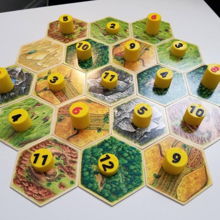 3D Printable Settlers of Catan Resource Number Tokens by Joel Bonasera