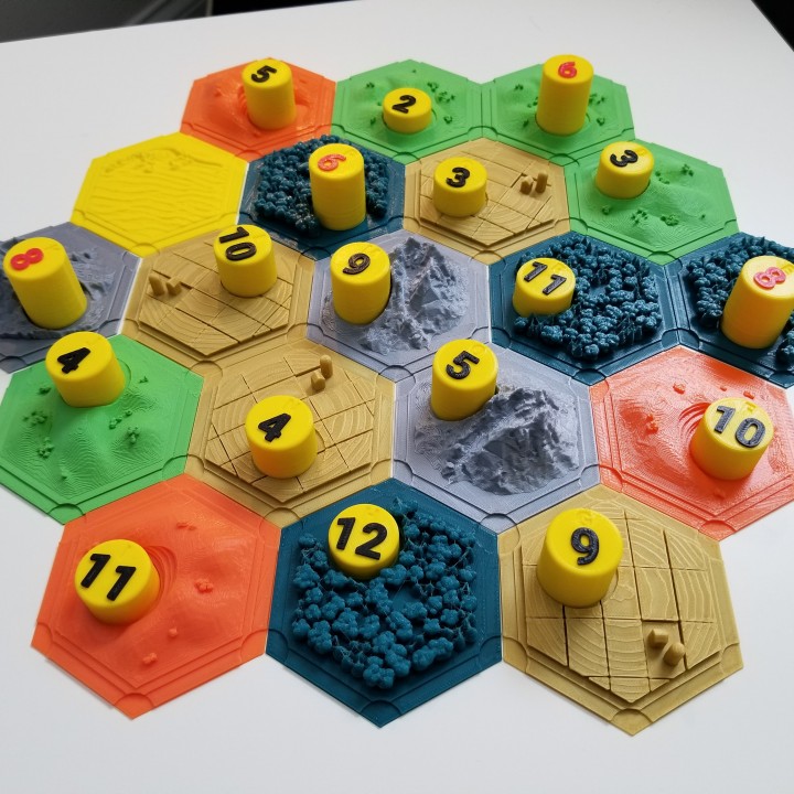 3D Printable Settlers of Catan Resource Number Tokens by Joel Bonasera