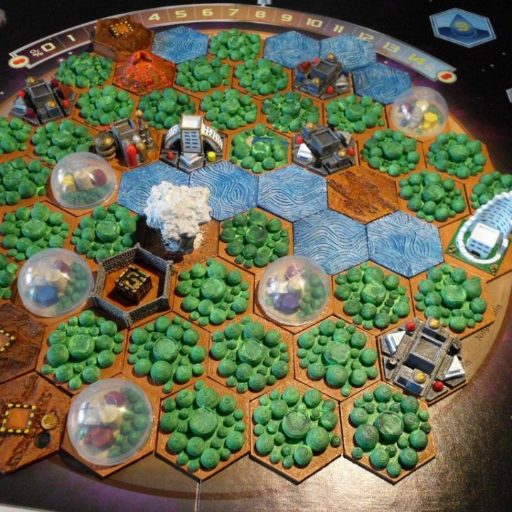 3D Printable Terraforming Mars (Boardgame) terrain tiles by Frank Strauss