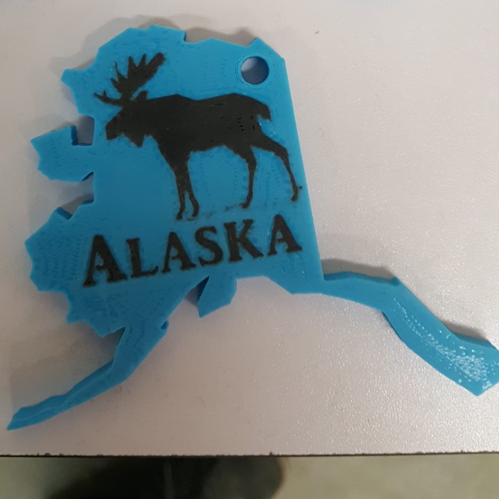 3D Printable Alaska/Moose Key chain by Levi Basler