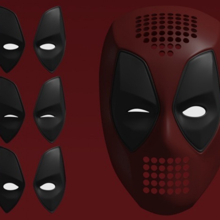 3D Printable deadpool faceshell+lenses free WTF! by Luiggi Montesdeoca
