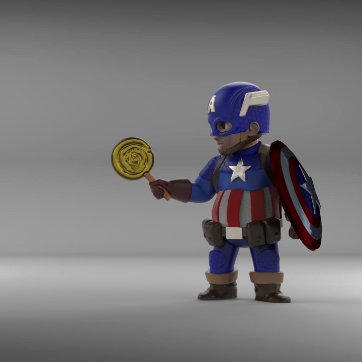 3D Printable Chubby Captain America (low res) by Kevin Huang