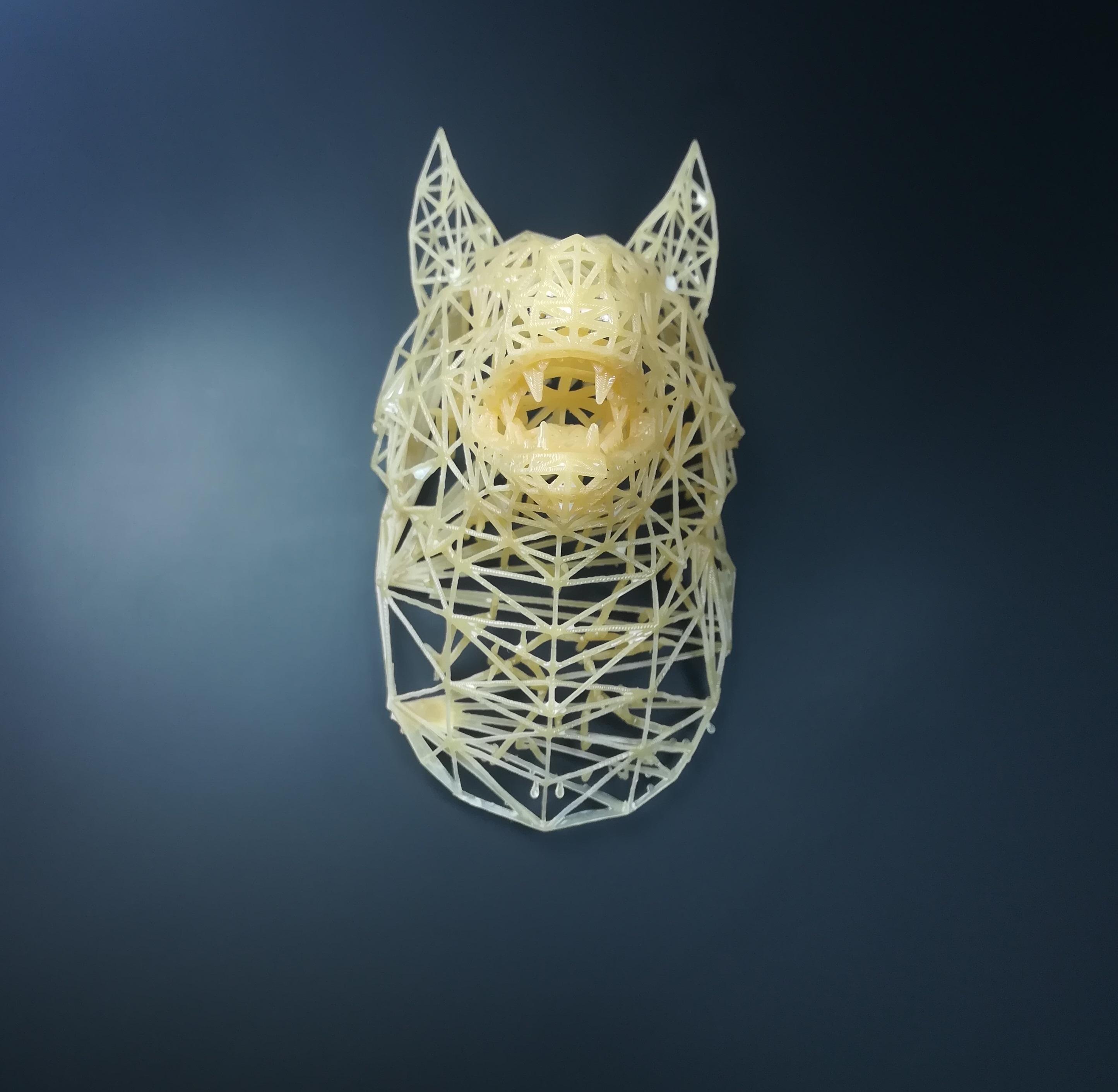 3D Printable Wireframe wolf head by Michel Gerding