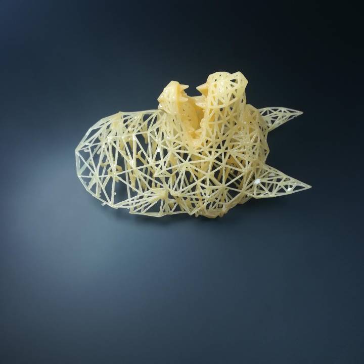 3D Printable Wireframe wolf head by Michel Gerding