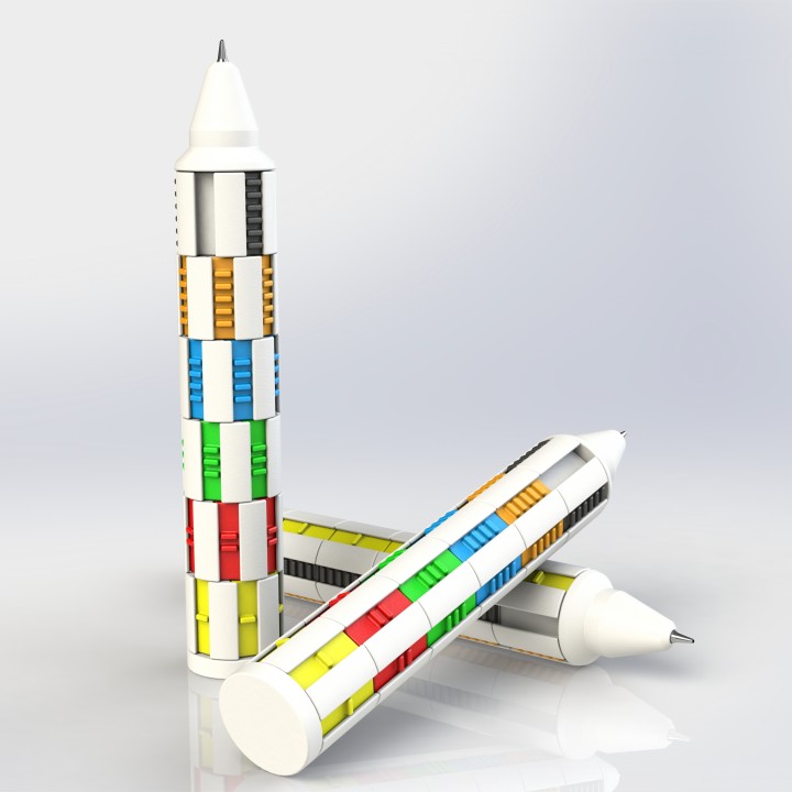 3D Printable Sliding Puzzle Pen by Ali Ramezani