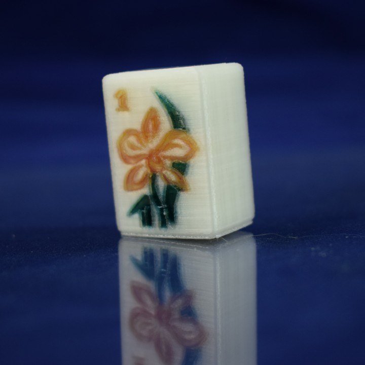 3D Printable Mahjong Flower Tiles by Tanya Wiesner