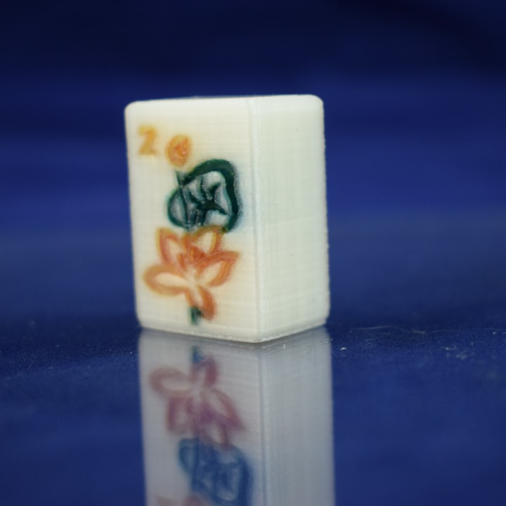 3D Printable Mahjong Flower Tiles by Tanya Wiesner