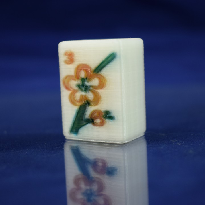 3D Printable Mahjong Flower Tiles by Tanya Wiesner
