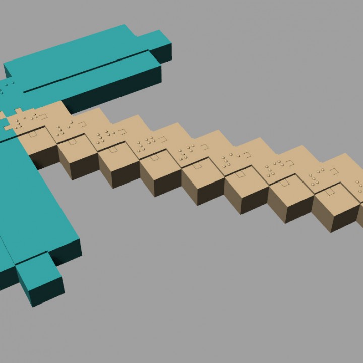 3D Printable STONE PICKAXE PUZZLE (MINECRAFT) by TED3D