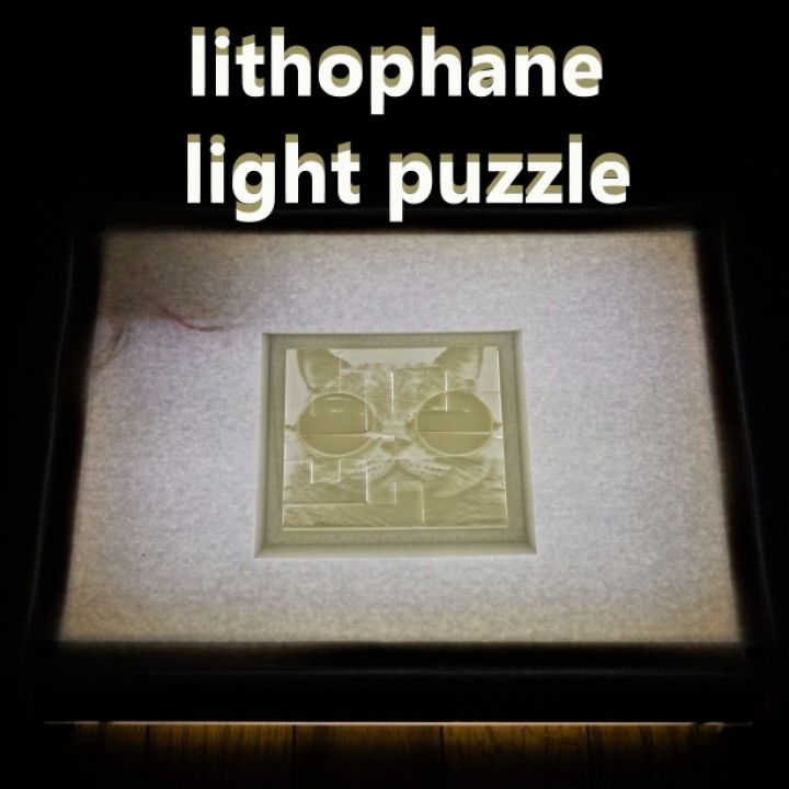 3D Printable lithophane cat puzzle by Loic Glauser