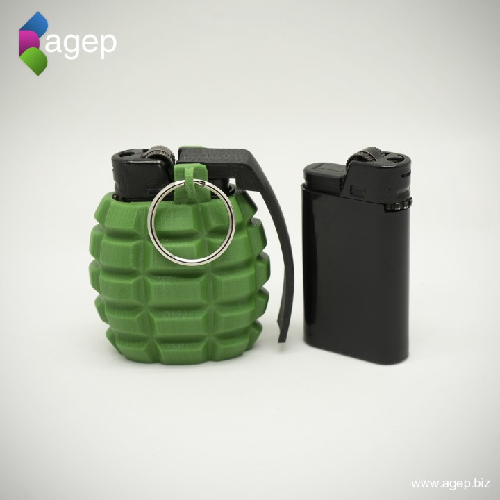 3D Printable Lighter Case - Hand Grenade Shaped by Stian Ervik Wahlvåg
