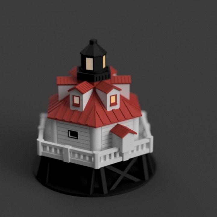 3D Printable Miniature Thomas Point Shoal Lighthouse by T-E-C