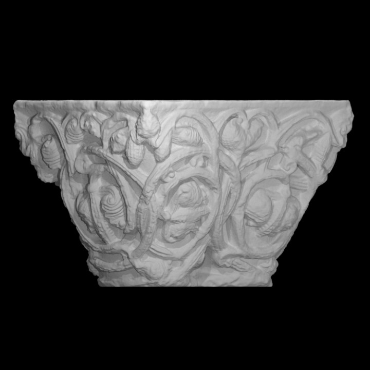 3D Printable Capital - Large Foliage Scrolls Containing Grained Fruit ...