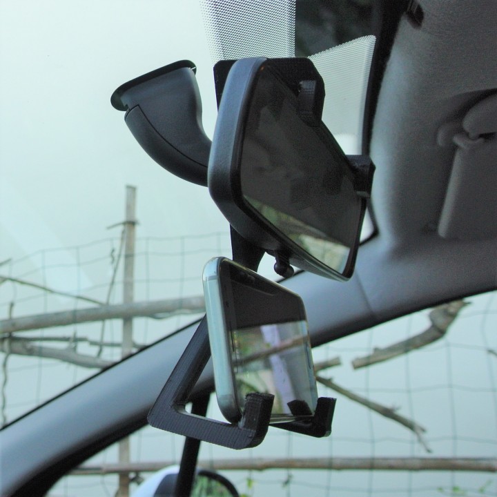 3D Printable GPS rear-view mirror support by Corentin Paquet