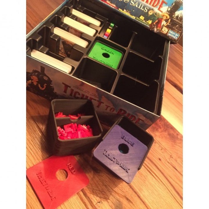 3D Printable Ticket to Ride Play pieces box with slide lid by Salvador ...