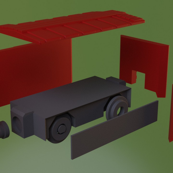3D Printable Boxcar for wood style Toy Tracks by Josh Harvey