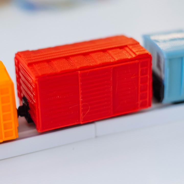 3D Printable Boxcar for wood style Toy Tracks by Josh Harvey