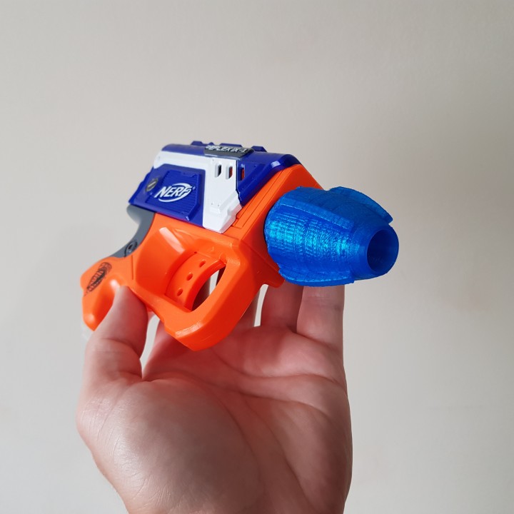 3D Printable "Zapper" barrel mod for NERF Reflex IX-1 by Andrew Forster