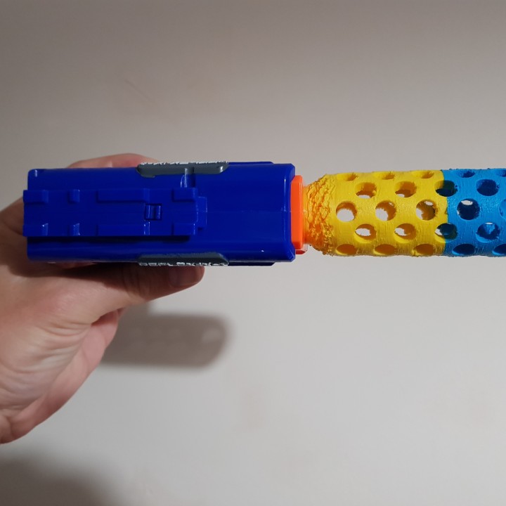 3D Printable "Flamer" barrel mod for NERF Reflex IX-1 by Andrew Forster
