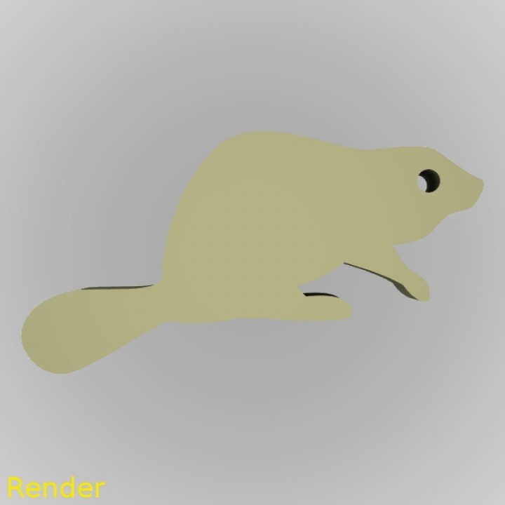 3D Printable Beaver Silhouette Key Chain by Johan