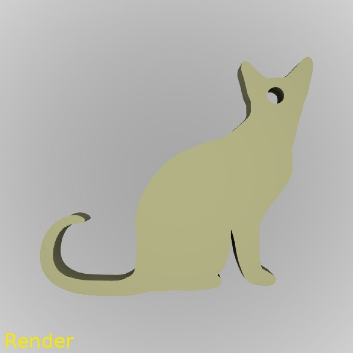 3D Printable Cat Silhouette Key Chain by Johan