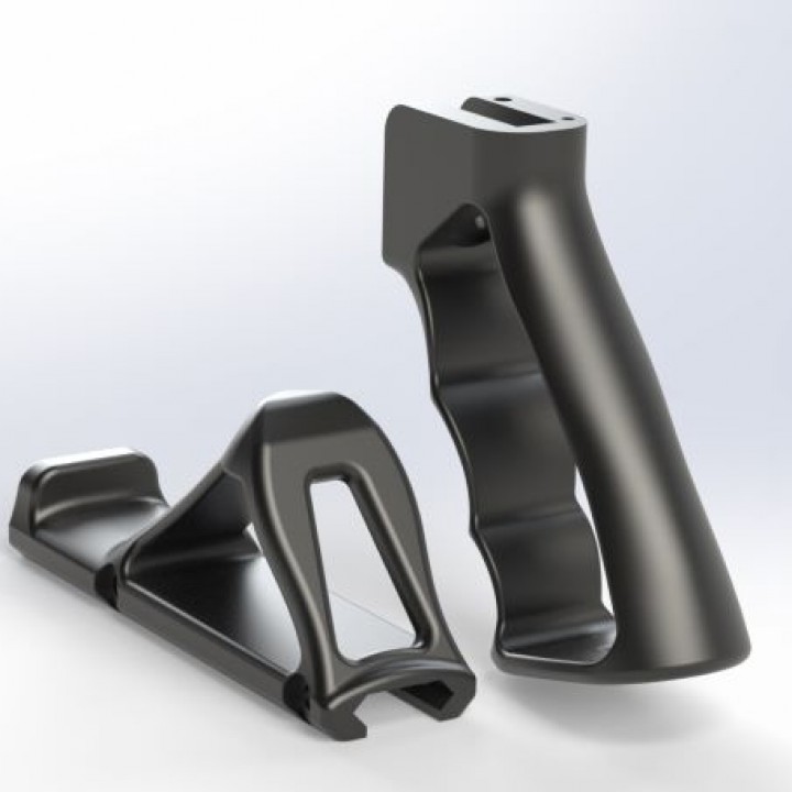 3D Printable AR-15 Skeleton OpenFrame Grip Combo by Mii3D