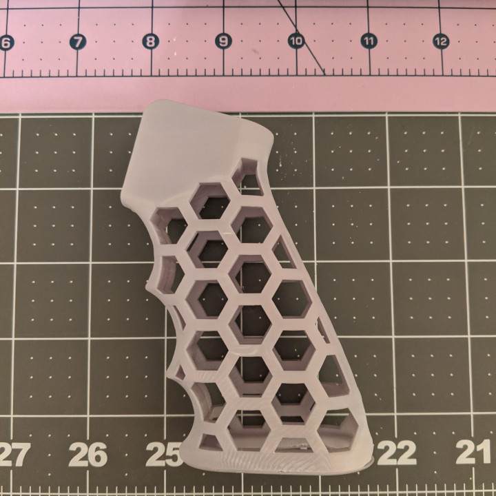 3D Print of AR-15 Skeleton HexCut Grip Combo by catkinson