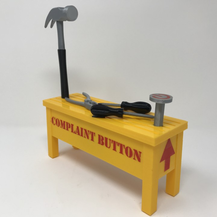 3D Printable Complaint Button II: Hammer Time by Greg Zumwalt