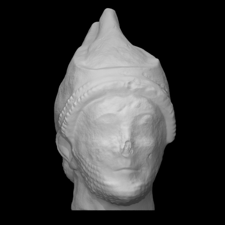 3D Printable Head of male votary with double conical cap by Scan The World