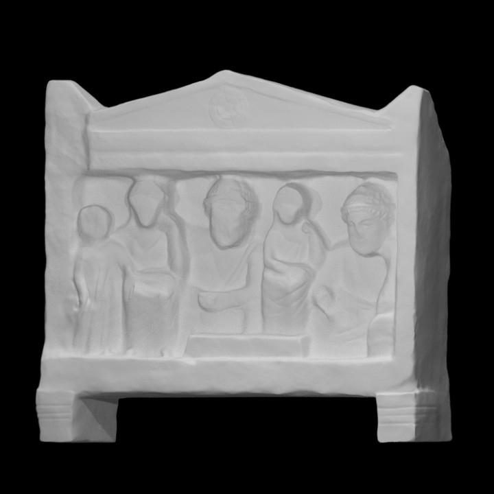 3D Printable Funerary pediment stele with a symposium scene by Scan The ...