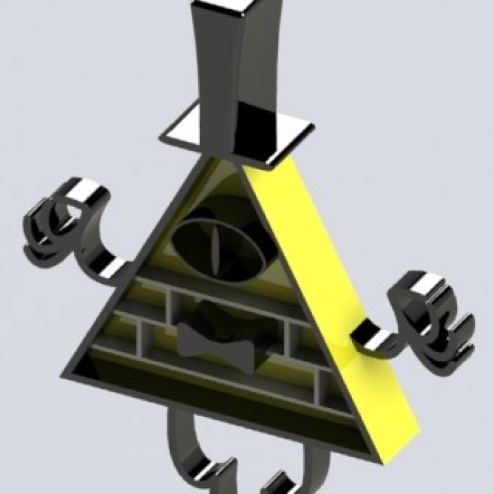 3D Printable Bill Cipher Gravity Falls Keychain or Pendant by Juan A.