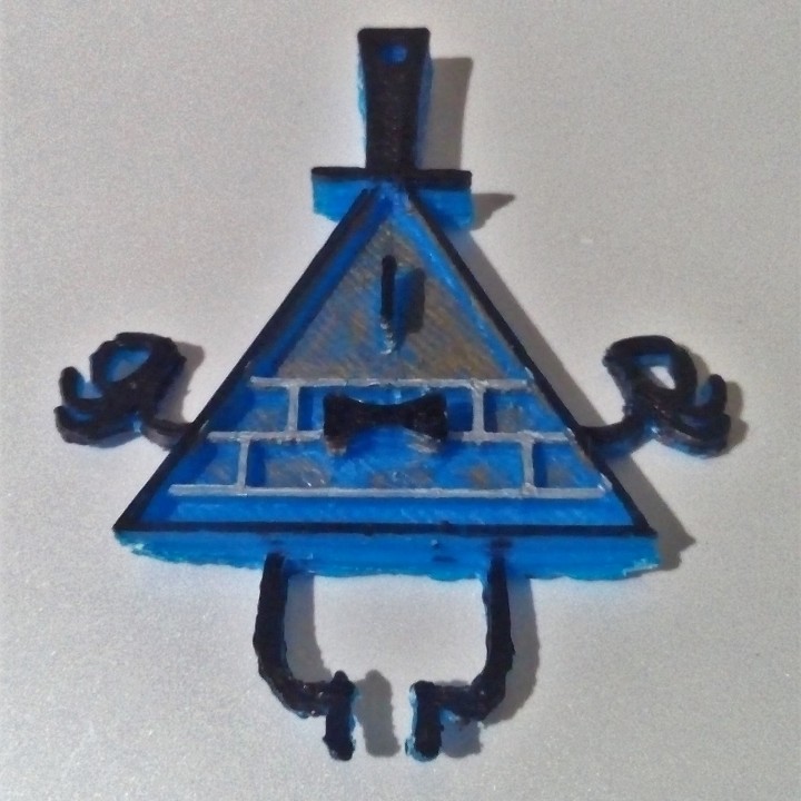 3D Printable Bill Cipher Gravity Falls Keychain or Pendant by Juan A.