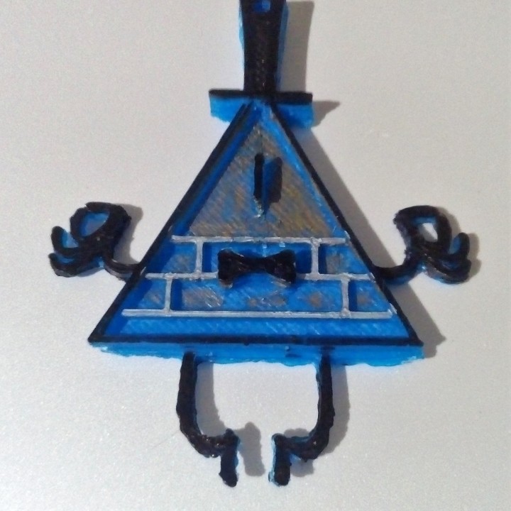 3D Printable Bill Cipher Gravity Falls Keychain or Pendant by Juan A.