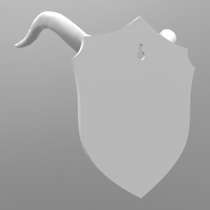 3D Printable Cow Skull On Shield by Levi Tonkin