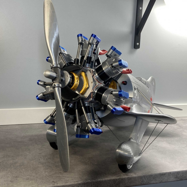 3D Print of Radial Engine, 7-Cylinders, Cutaway by dancan13f