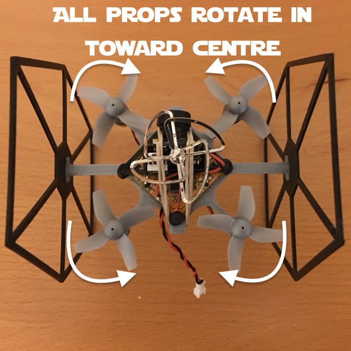 3D Printable TINY TIE - 3D PRINTABLE INDOOR FPV TIE FIGHTER QUADCOPTER ...
