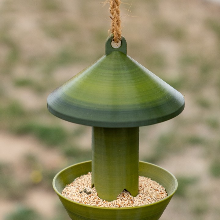 3D Printable Hanging feeding place for birds, food dispenser, birdhouse ...