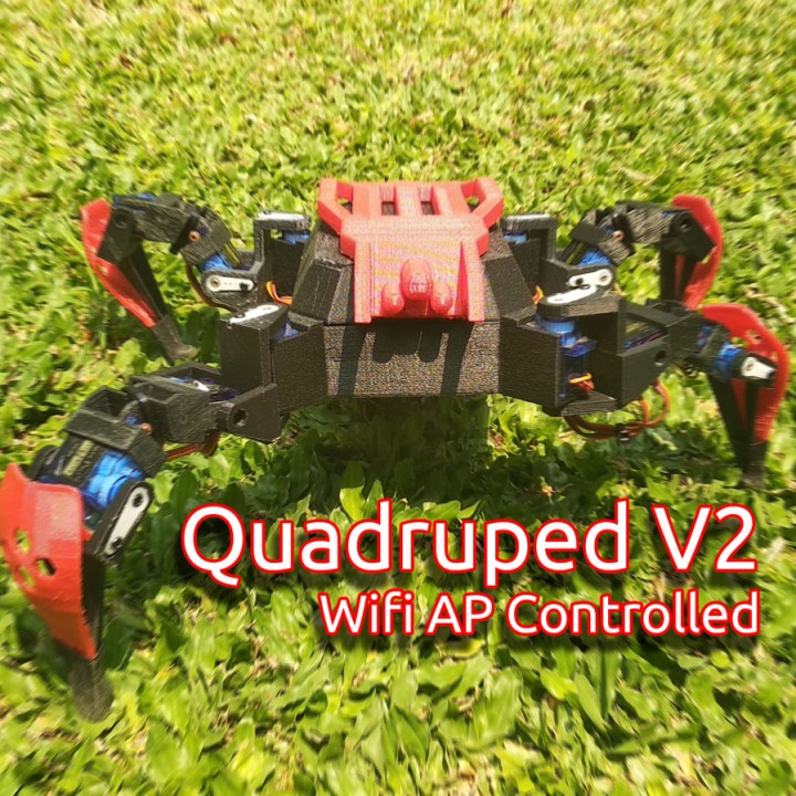 3D Printable WIFI Quadruped V2 Robot Spider by Musa Wilmar