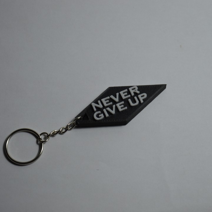 3D Printable NEVER GIVE UP KEYCHAIN by 3DPRintech