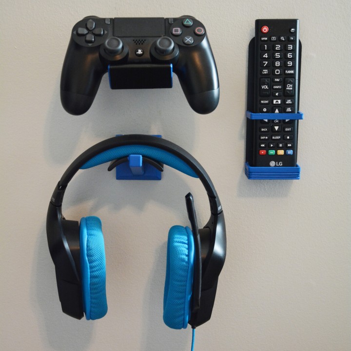 3D Printable Wall Mounted Gaming Accessory Set by Duncan Smith