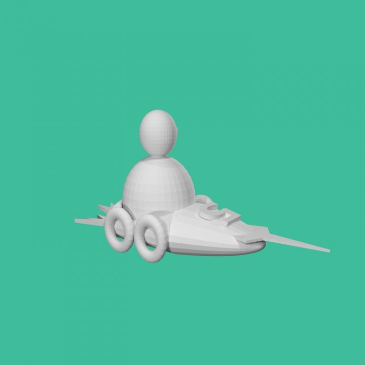 3D Printable alien in his nitro powered race car!! by oakley hullette