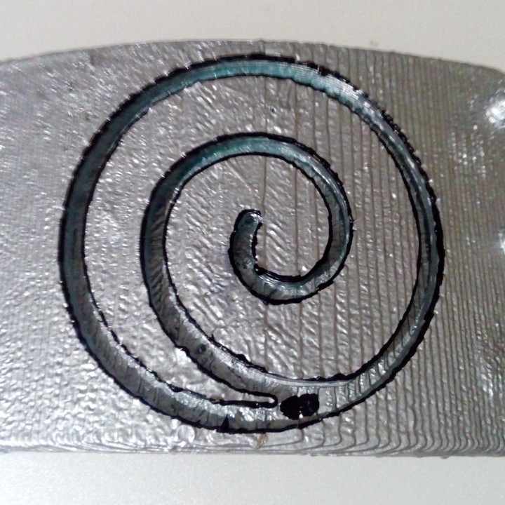 3D Printable Forehead Protector with the Uzumaki clan symbol by Juan A.