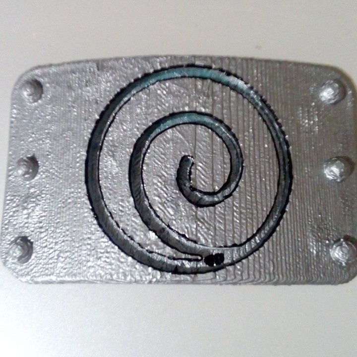 3D Printable Forehead Protector with the Uzumaki clan symbol by Juan A.