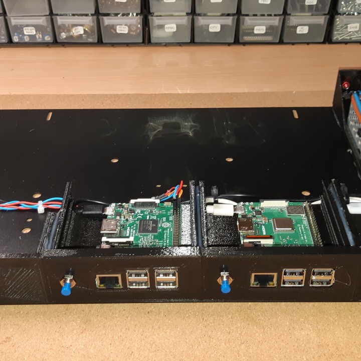 3D Printable Raspberry PI3 Cluster Rack 19 by Julian