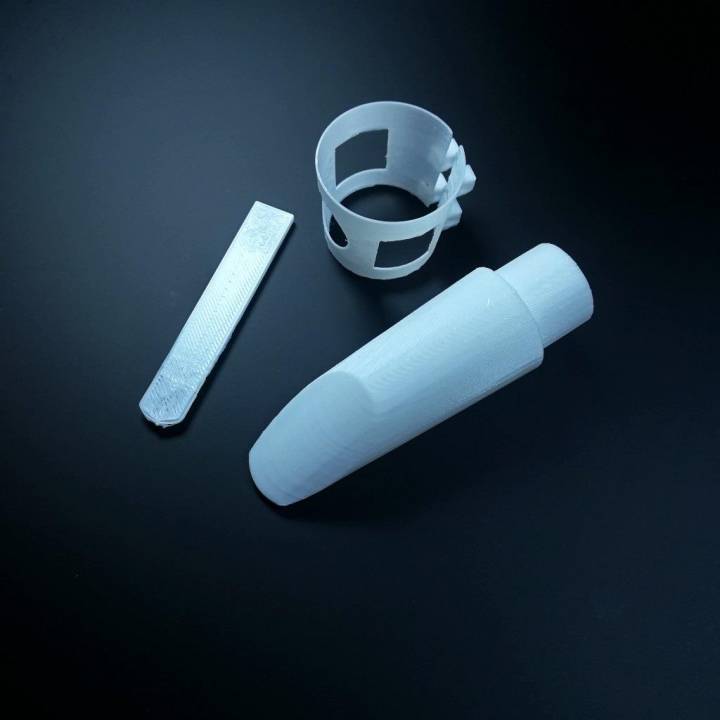3D Printable clareinet mouthpiece w/reed by Hunter Michaelson