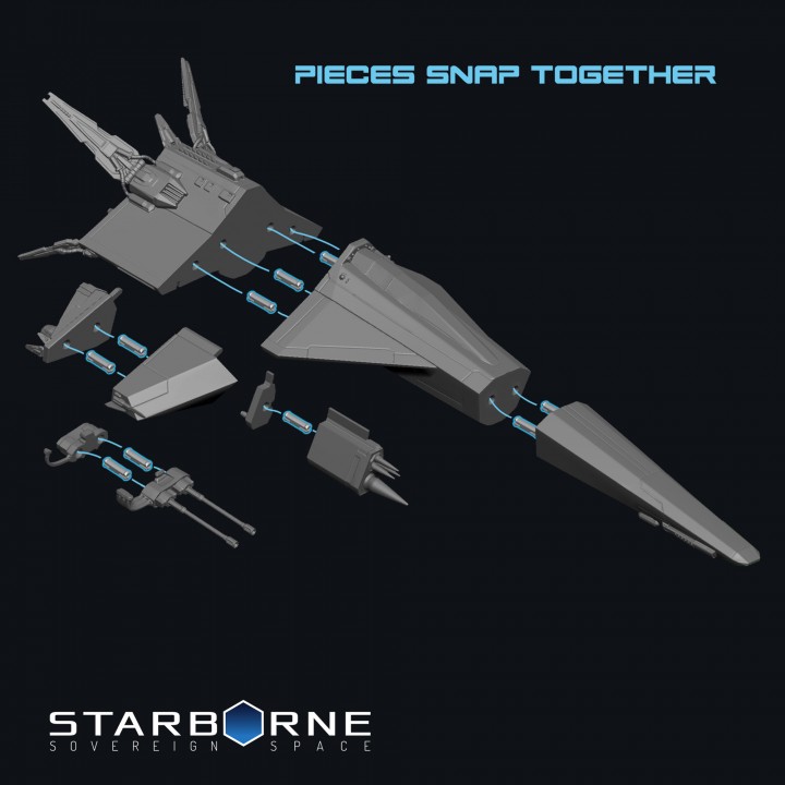 3D Printable Corvette Light Assault Ship from Starborne by glar
